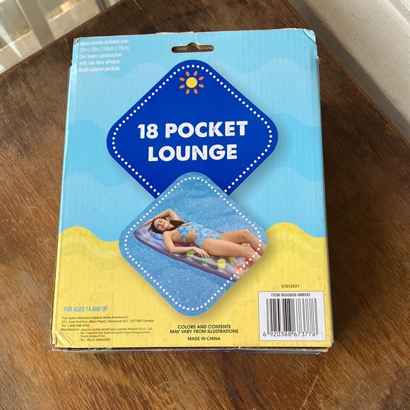 Fun Zone Inflatables | Swim | Nib Fun Zone 8 Pocket Floating Suntanner ...